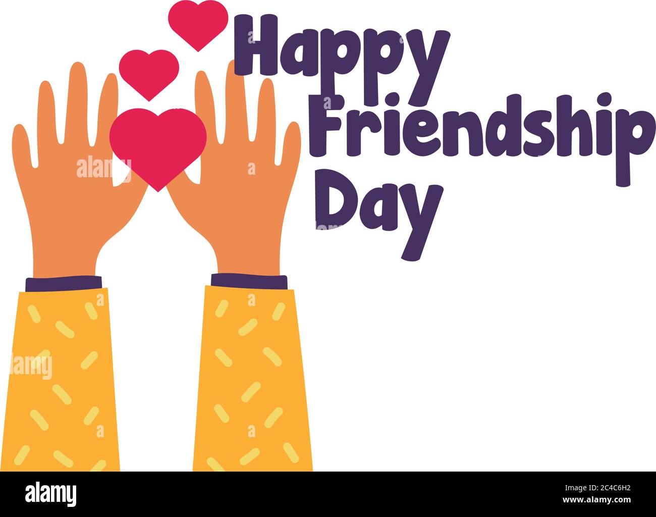 happy friendship day celebration with hands lifting hearts pastel hand ...