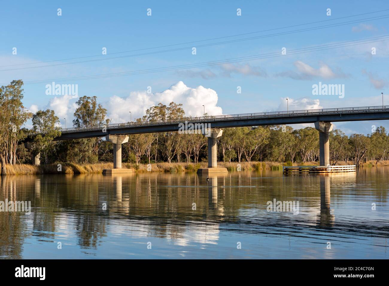 The Berri bridge crossing the over a calm river murray located in the ...