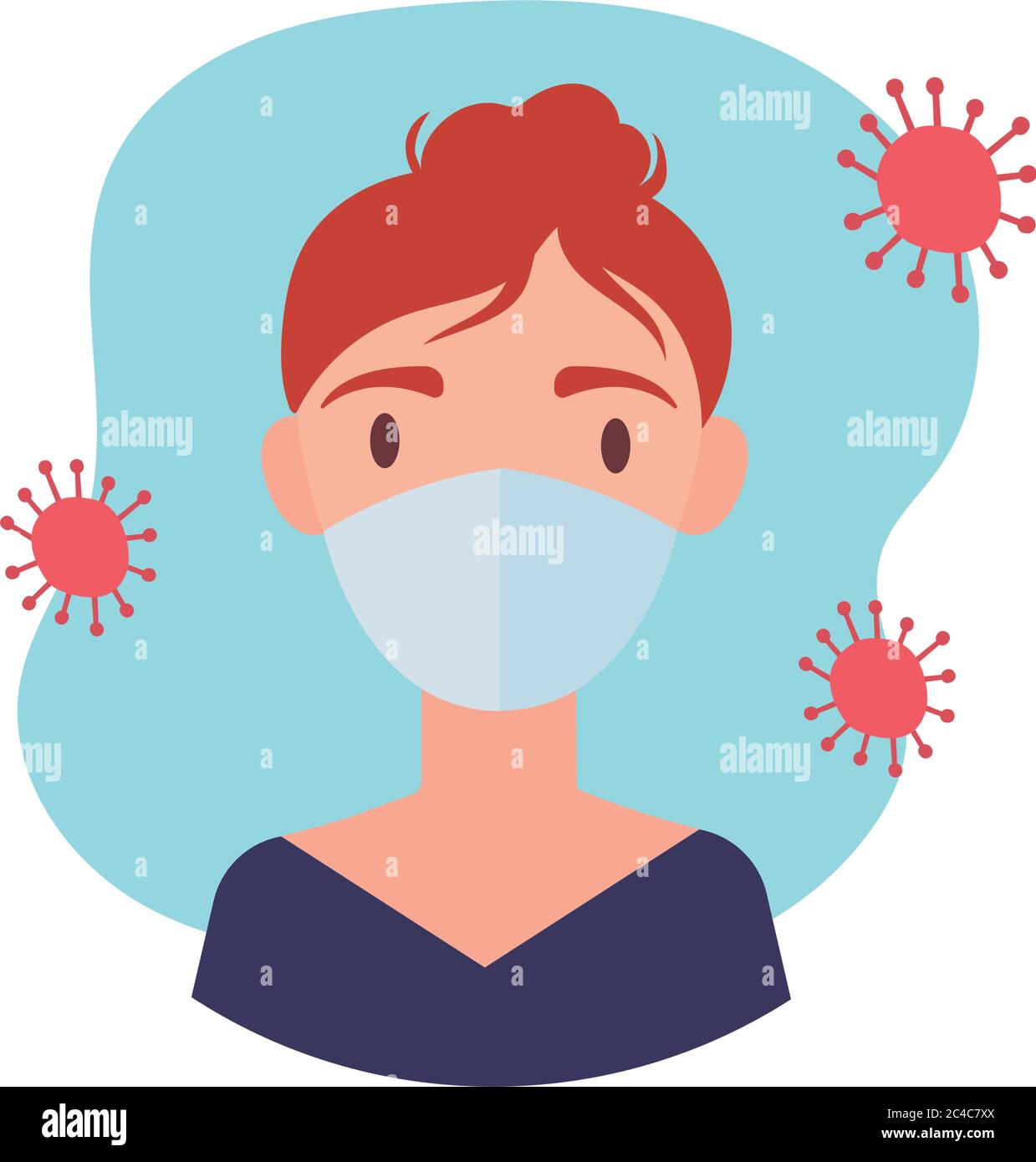 woman wearing medical mask block style vector illustration design Stock ...