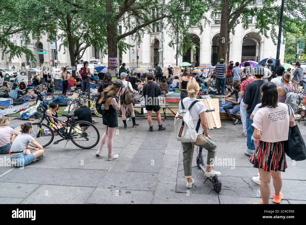 New York Ny June 25 2020 Protesters Are Camping Out Outside City