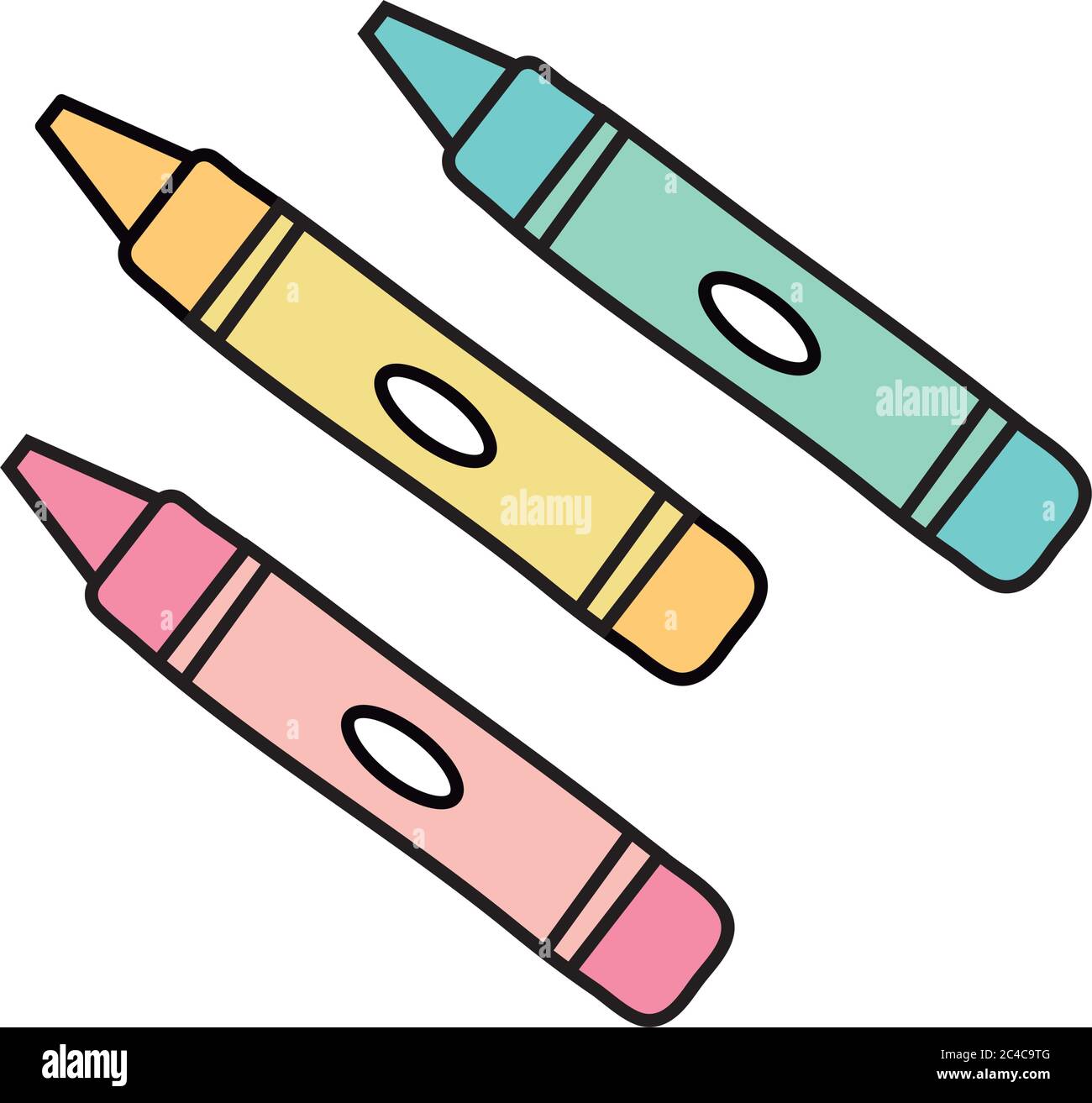 crayons school supplies free form style vector illustration design ...