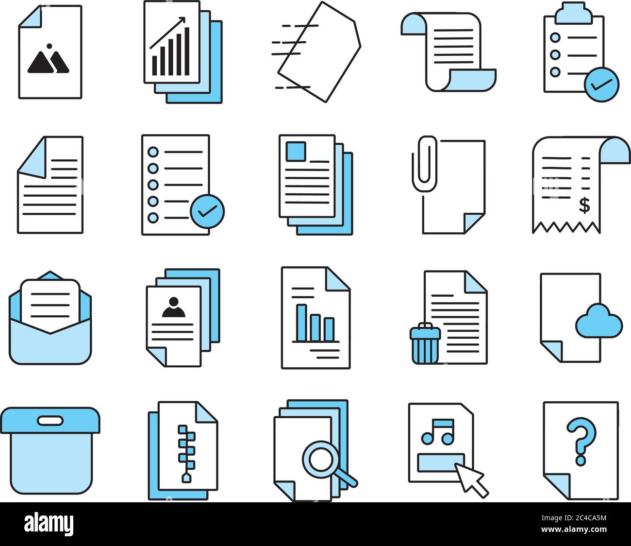 bundle of documents files office icons vector illustration design Stock ...
