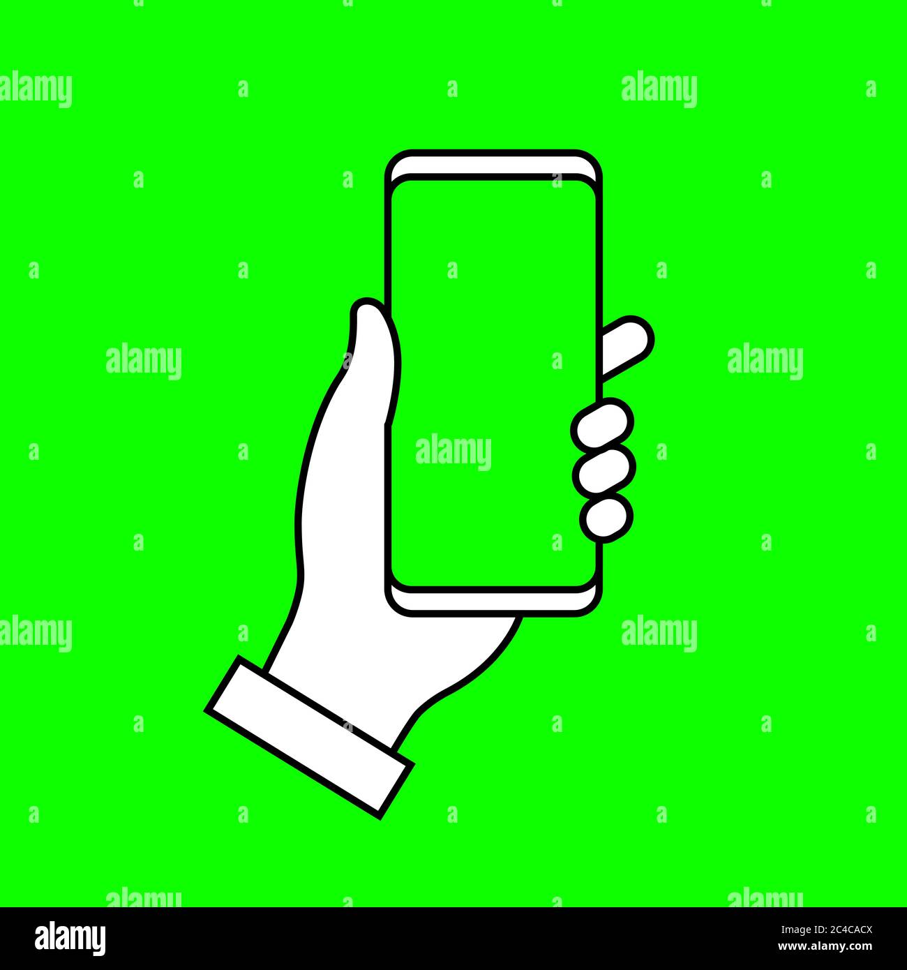 Phone with green screen chroma key background. Vector illustration ...