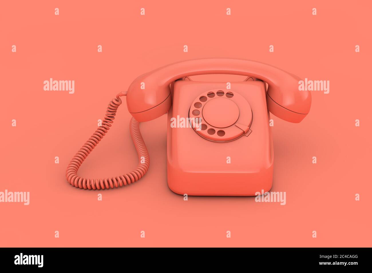 Pink Vintage Styled Rotary Phone on a pink background 3d Rendering ...