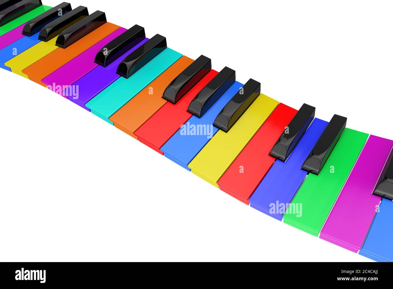 Abstract Wavy Colorful Piano Keyboard on a white background. 3d ...