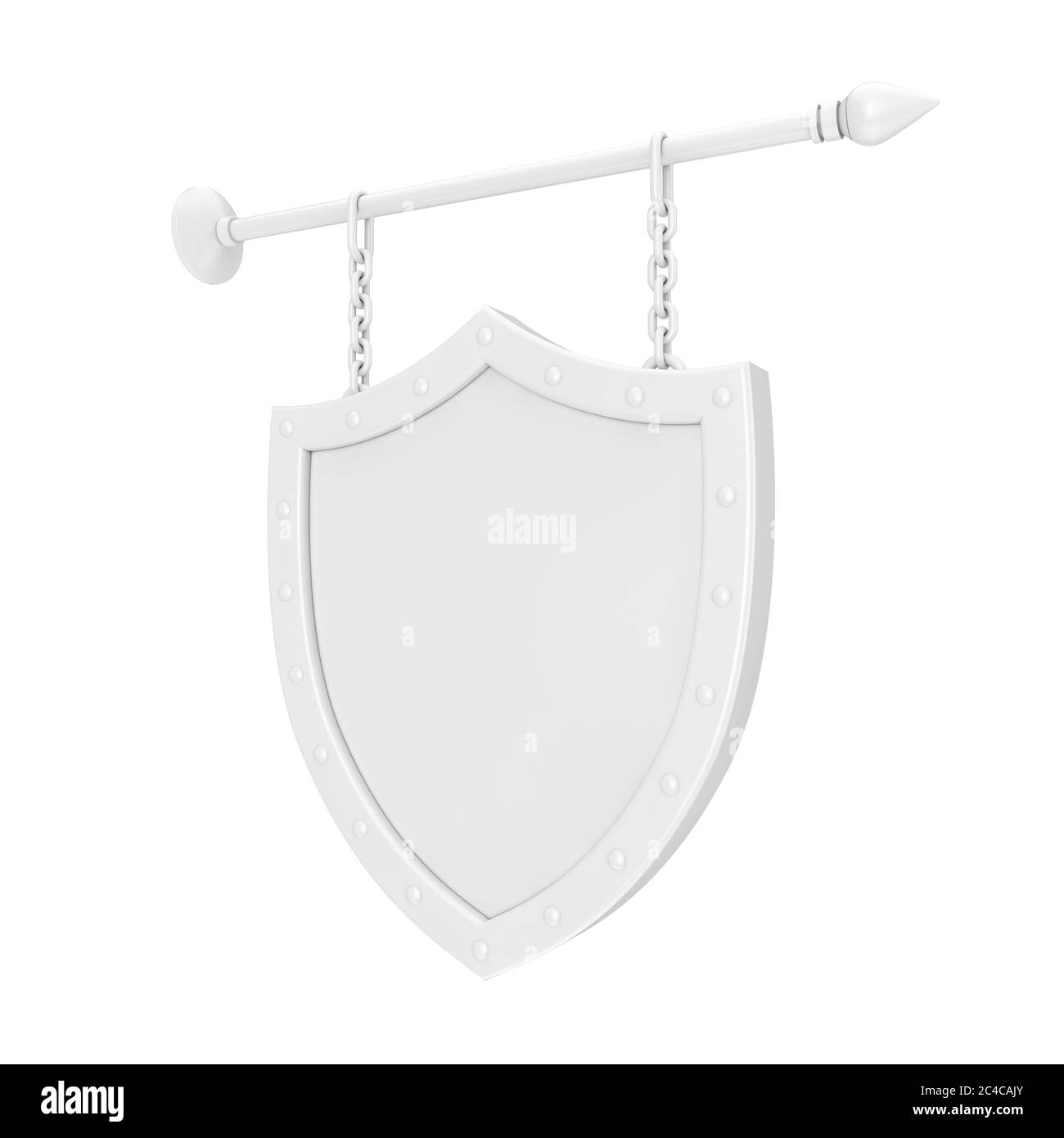Shield Shaped White Blank Signboard with Chains in Clay Style on a ...
