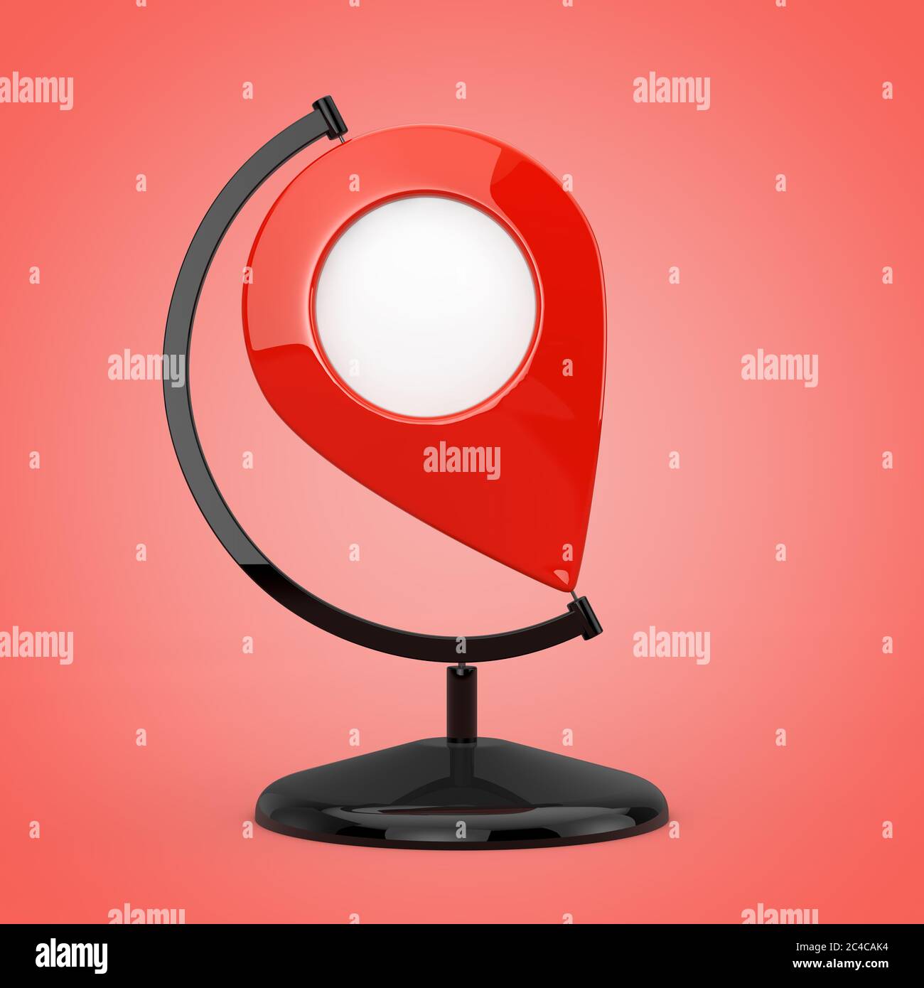 Map Pointer Pin in the Shape of Earth Globe on a red background. 3d ...