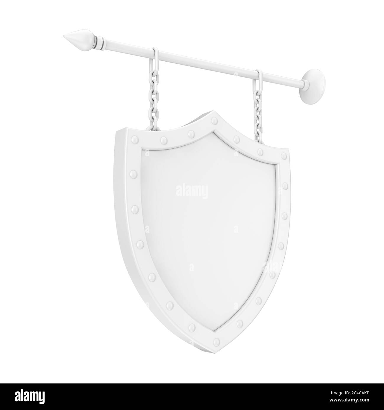 Shield Shaped White Blank Signboard with Chains in Clay Style on a ...