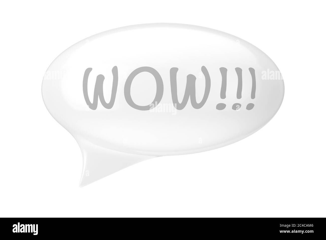 White Speech Bubble with Wow Sign on a white background. 3d Rendering ...