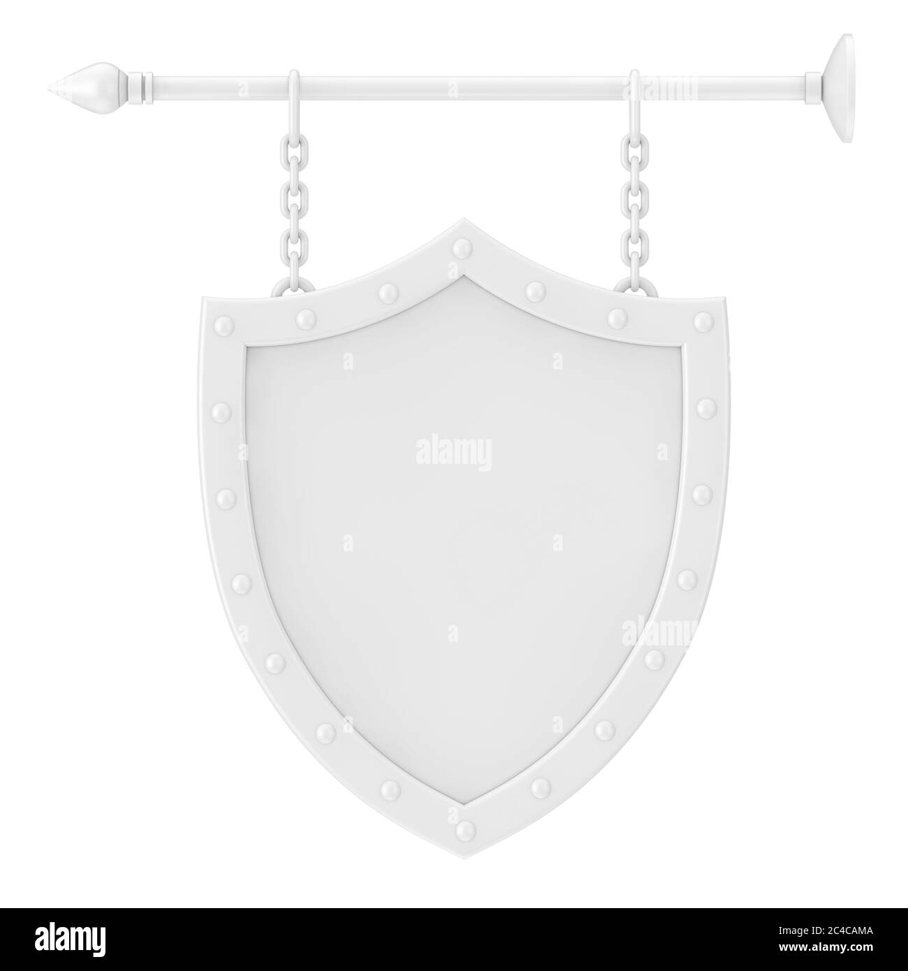 Shield Shaped White Blank Signboard with Chains in Clay Style on a ...
