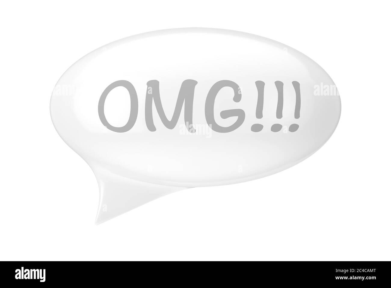 White Speech Bubble with OMG Sign on a white background. 3d Rendering ...