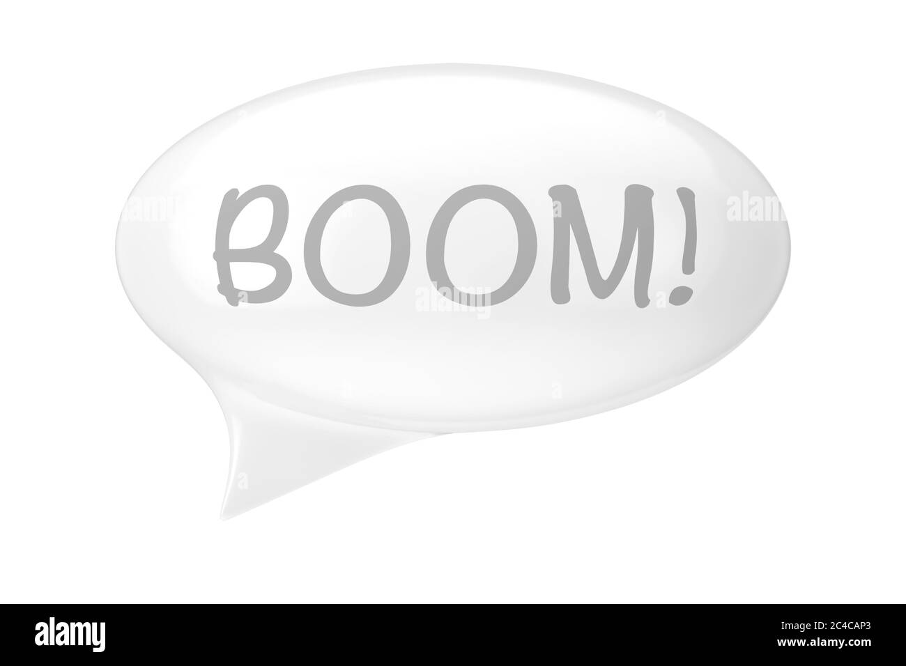 White Speech Bubble with Boom Sign on a white background. 3d Rendering ...
