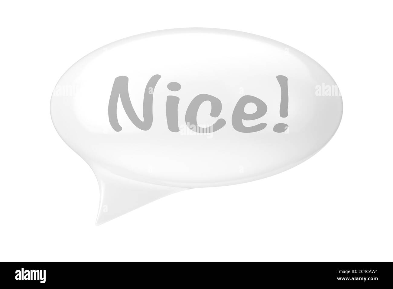 White Speech Bubble with Nice Sign on a white background. 3d Rendering ...