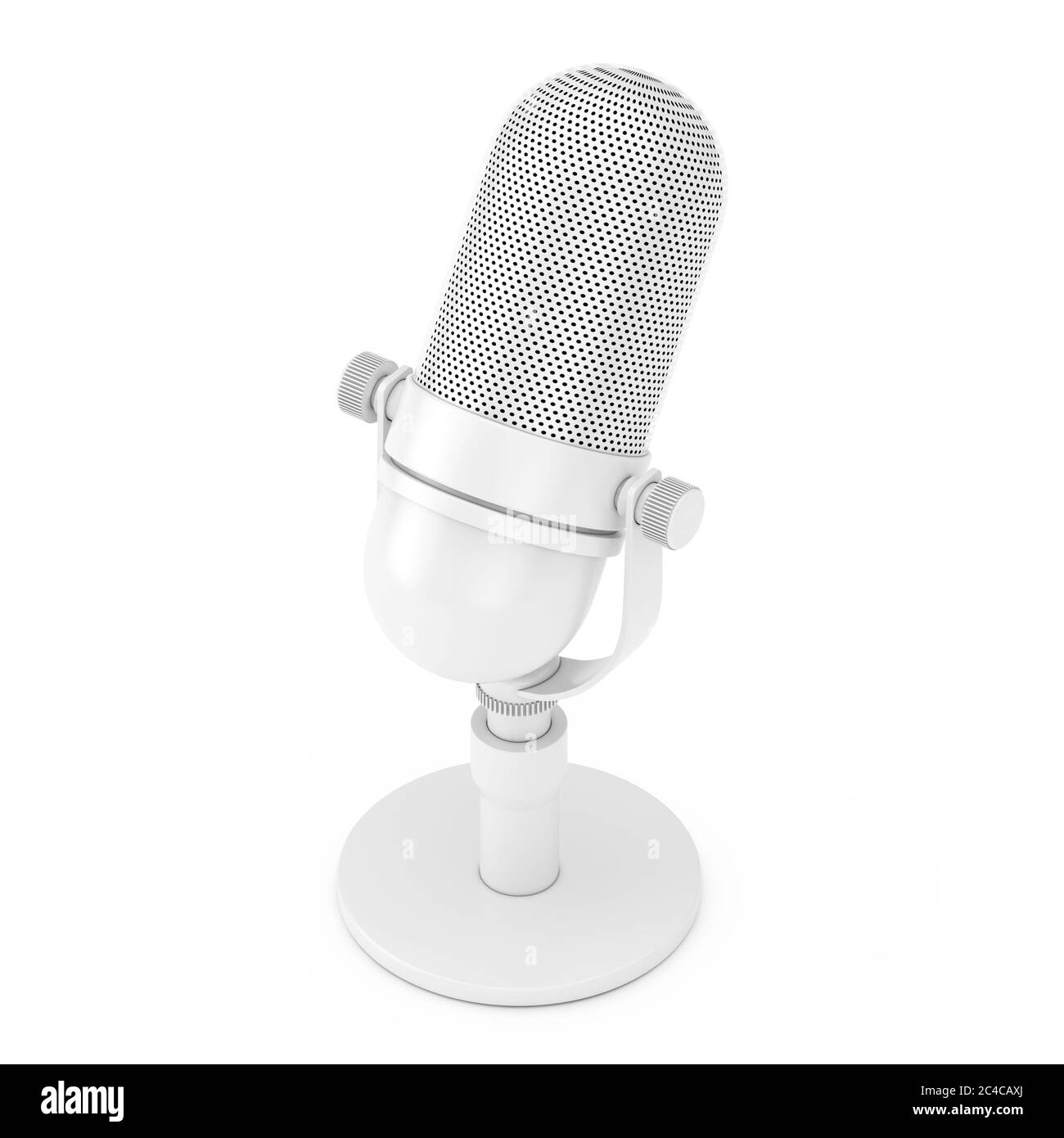 Vintage White Microphone in Clay Style on a white background. 3d ...