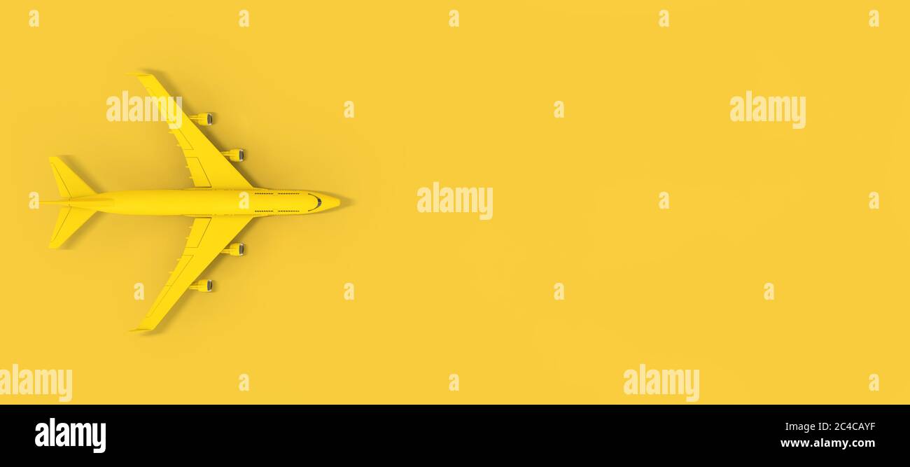 Top View of Yellow Jet Passenger's Airplane with Blank Space for Your ...