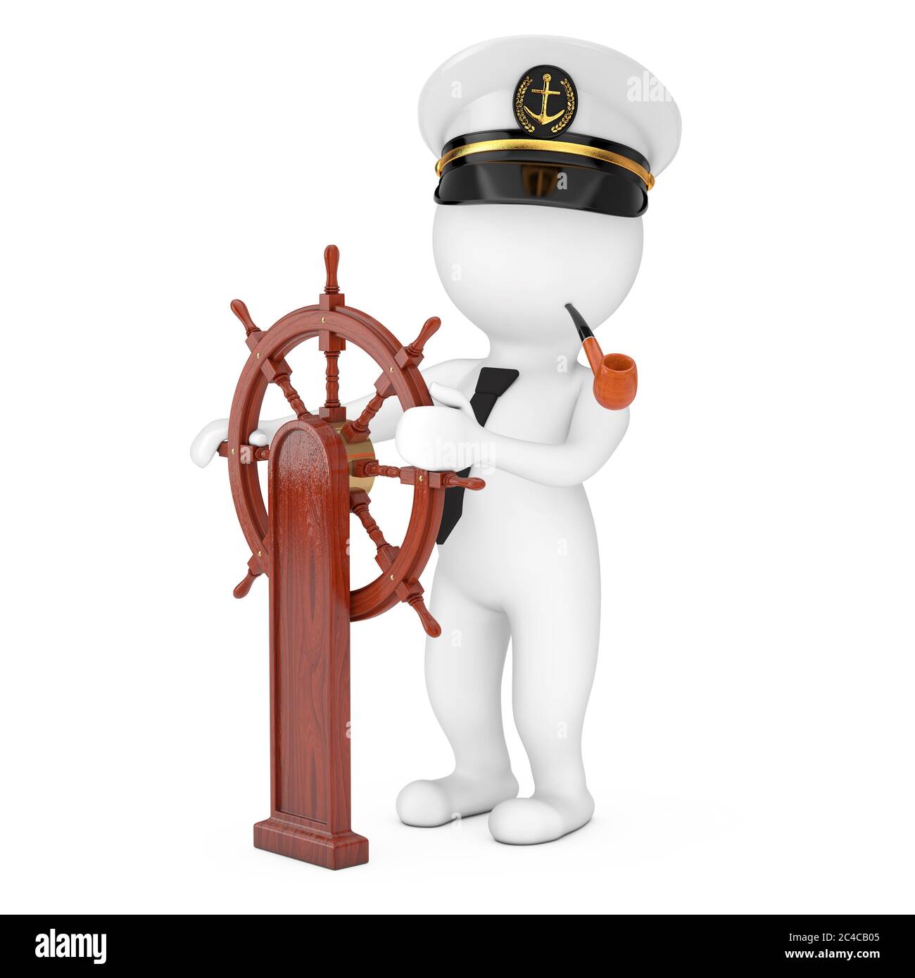 Captain Cartoon Character in Navy Ship Captain Hat with Smoking ...