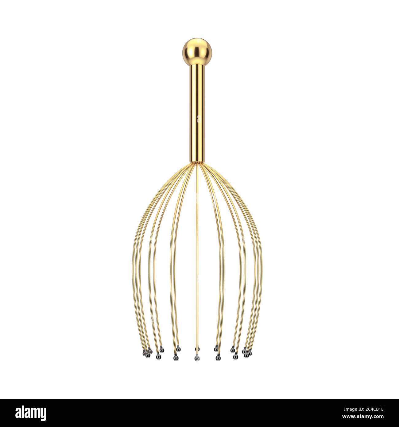 Golden Metalic Anti-Stress Massager for Scalp Head or Hair on a white ...