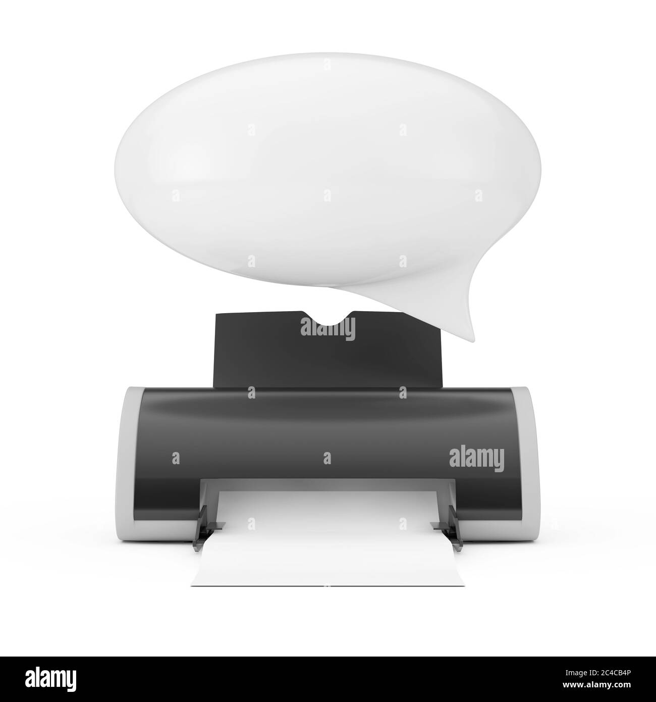 Digital Inkjet Printer with Blank White Speech Bubble Mockup on a white ...
