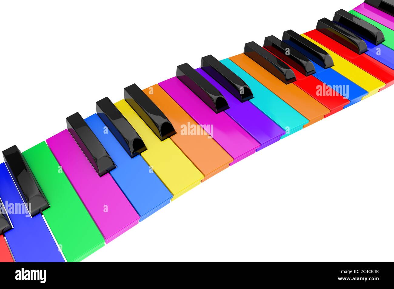 Abstract Wavy Colorful Piano Keyboard on a white background. 3d ...