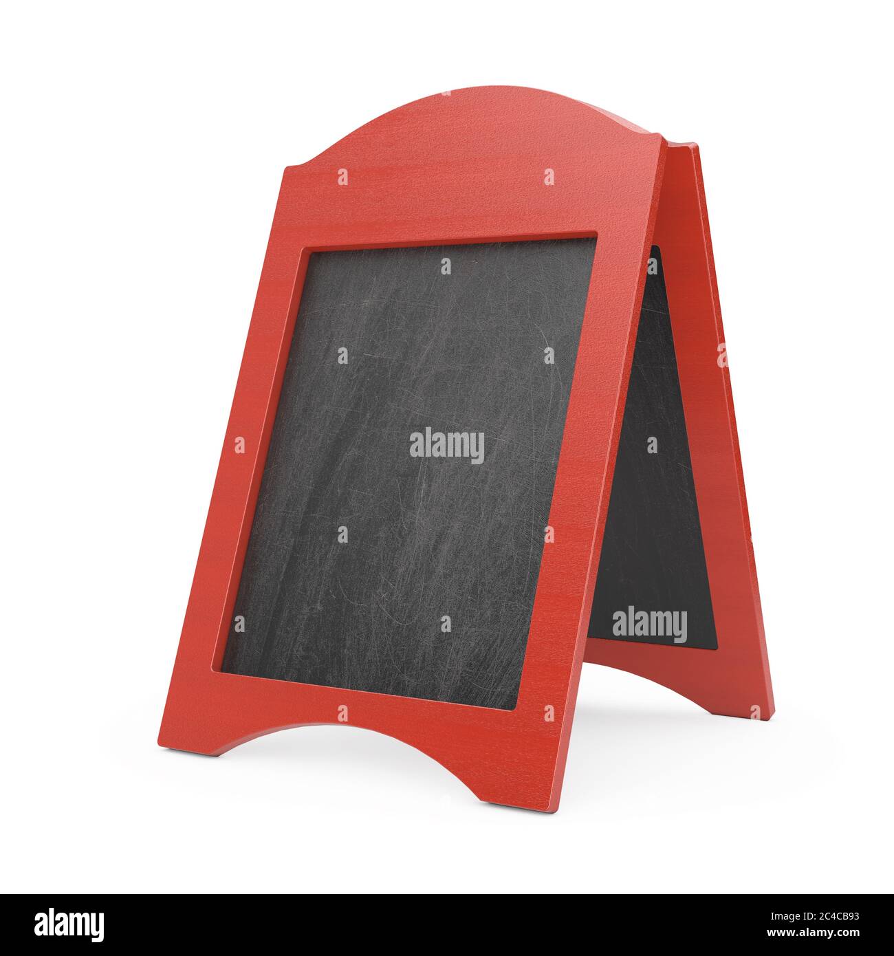 Red Blank Wooden Menu Blackboard Outdoor Display on a white background ...