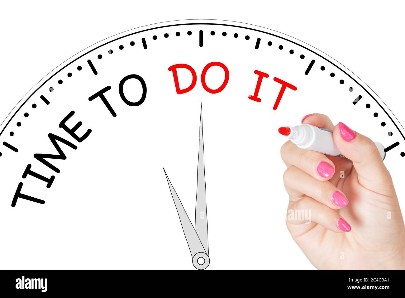 Woman Hand Writing Time To Do It Message with Red Marker on Transparent ...