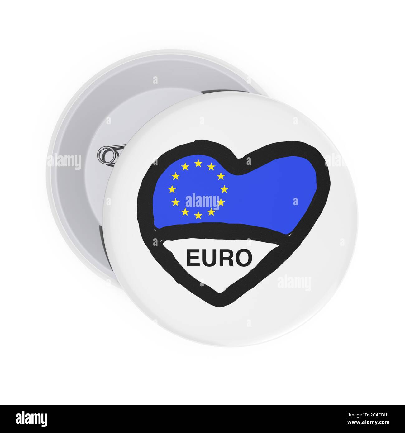 Love European Union Concept. White Pin Badges with Heart, European ...