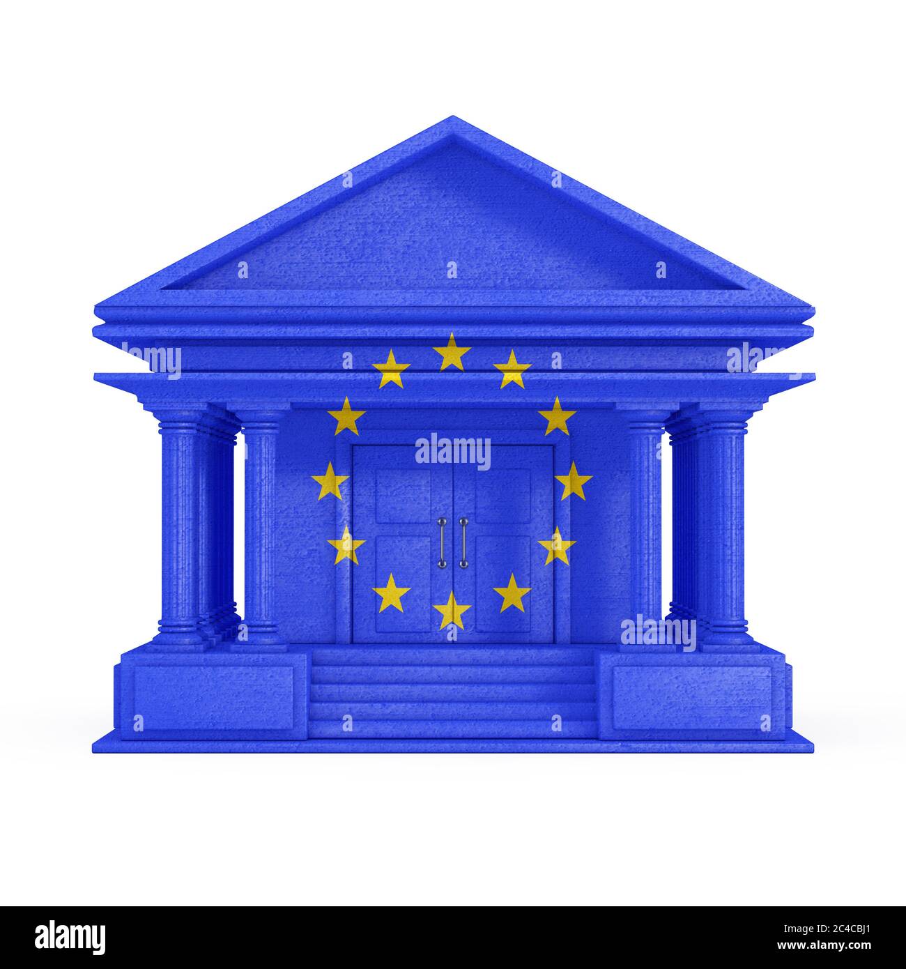 Facade of Bank, Court or Government Building with European Union Flag ...