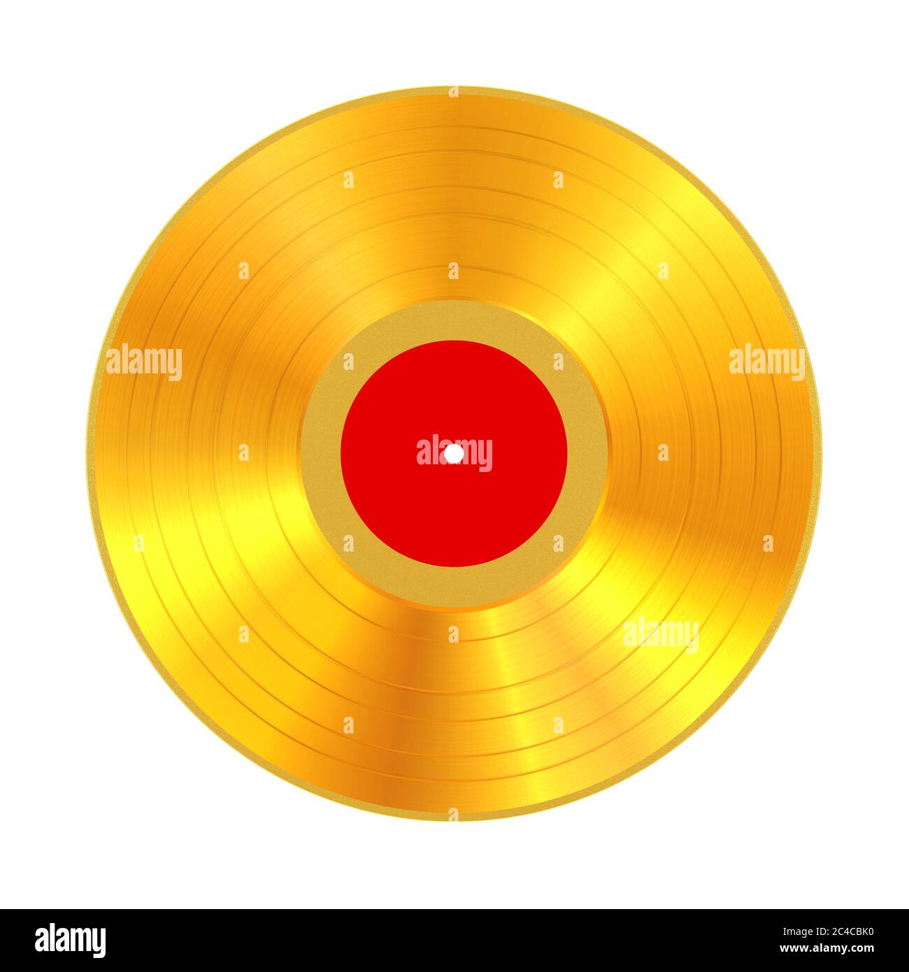 Golden Vinyl Record with Red Blank Label on a white background. 3d ...