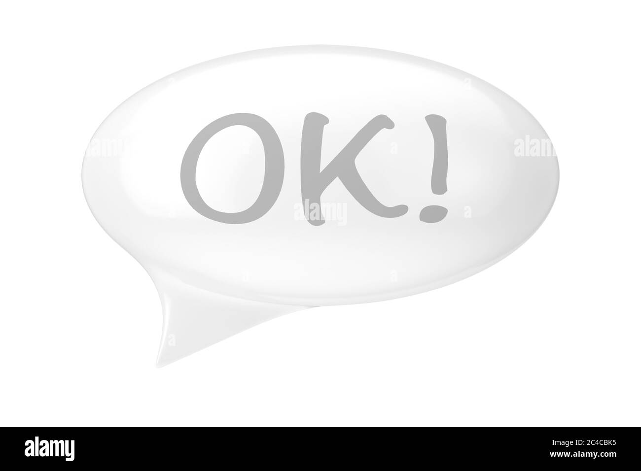 White Speech Bubble with OK Sign on a white background. 3d Rendering ...