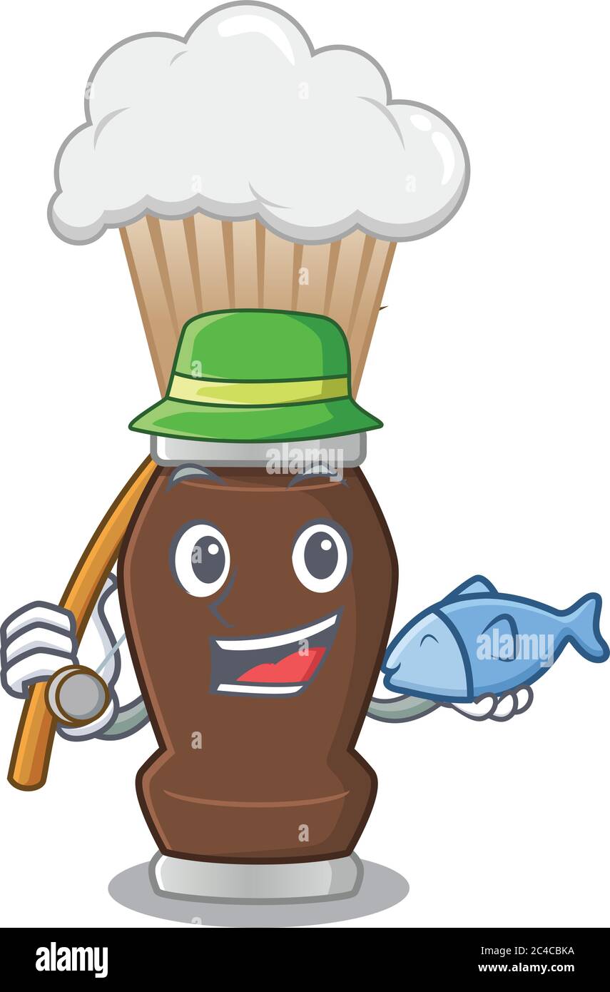 Cartoon design style of shaving brush ready goes to fishing Stock ...