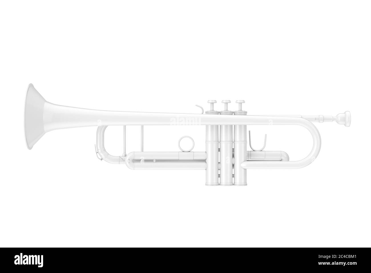 White Trumpet in Clay Style on a white background. 3d Rendering Stock ...