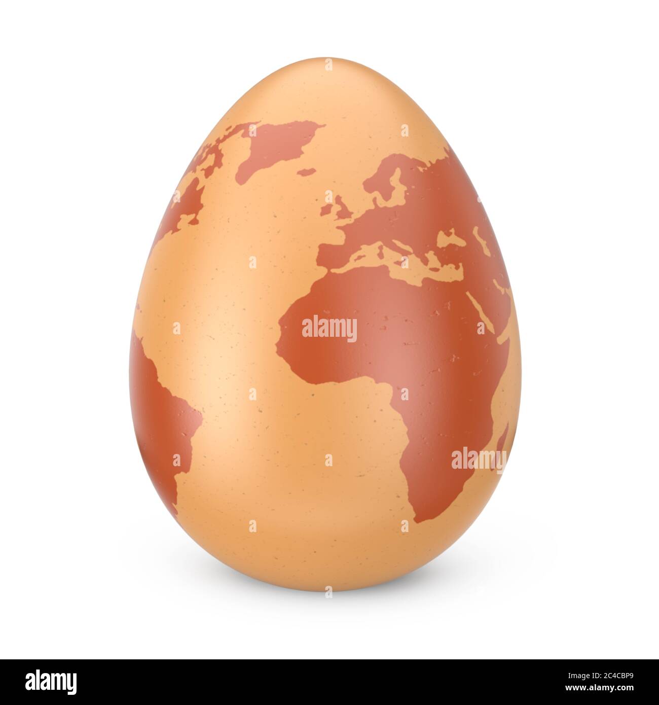 Egg as Globe with World Map on a white background. 3d Rendering Stock ...