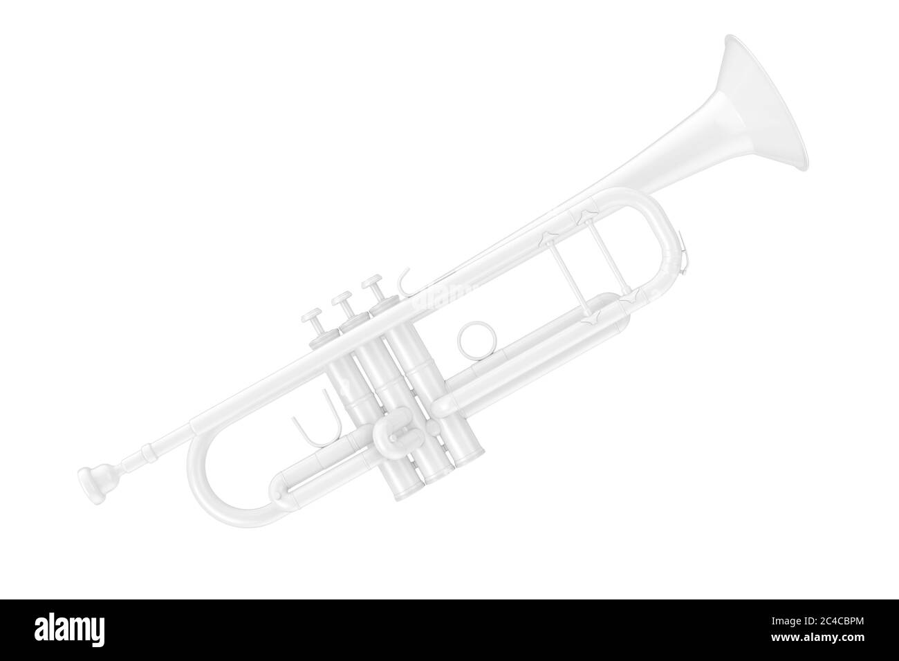 White Trumpet in Clay Style on a white background. 3d Rendering Stock ...