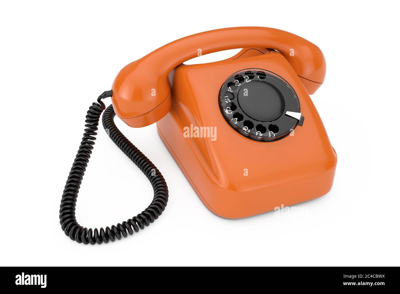 Orange Vintage Styled Rotary Phone on a white background 3d Rendering ...