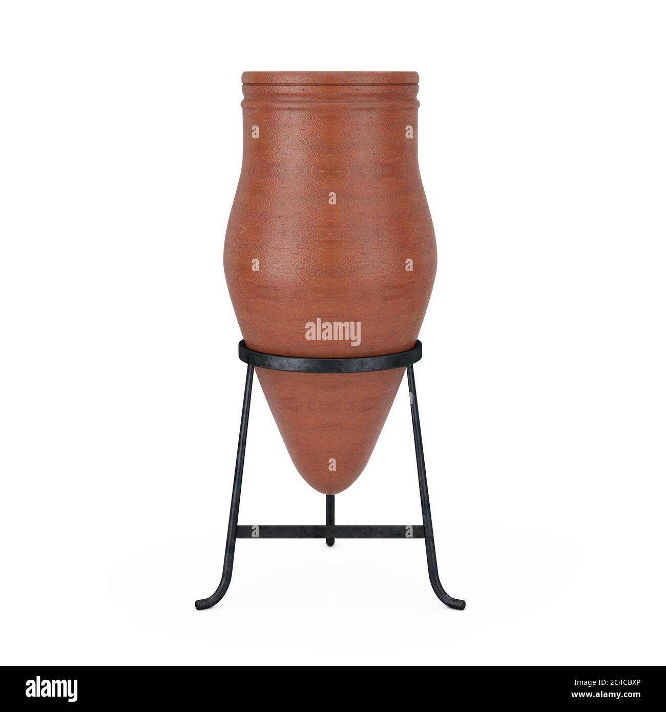 Clay Trash Bin Pot on a white background. 3d Rendering Stock Photo - Alamy