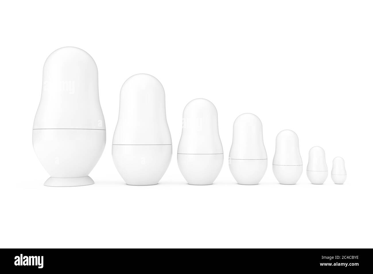 Row of Russian Blank White Matryoshka Nesting Dolls Mockups in Clay ...