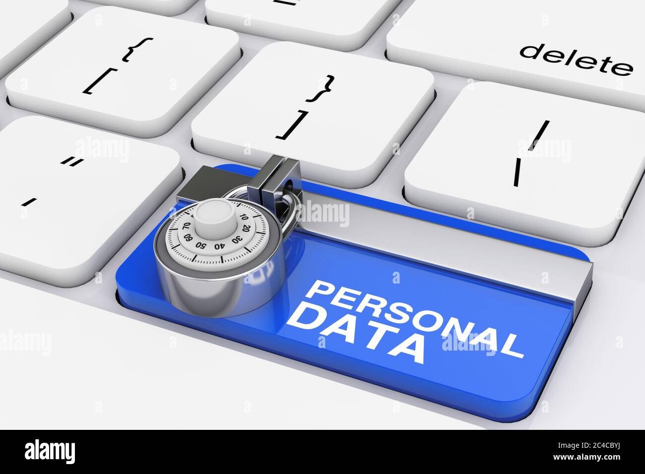 Personal Data Protection Concept. Padlock over Computer Keyboard with ...