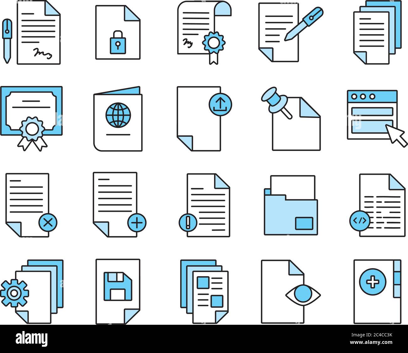 bundle of documents files office icons vector illustration design Stock ...