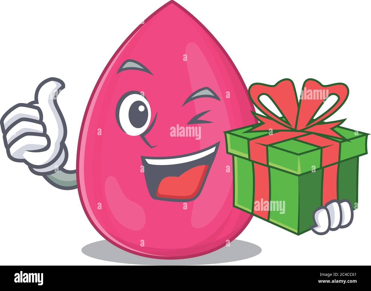 Makeup sponge cartoon character concept with a big gift box Stock ...