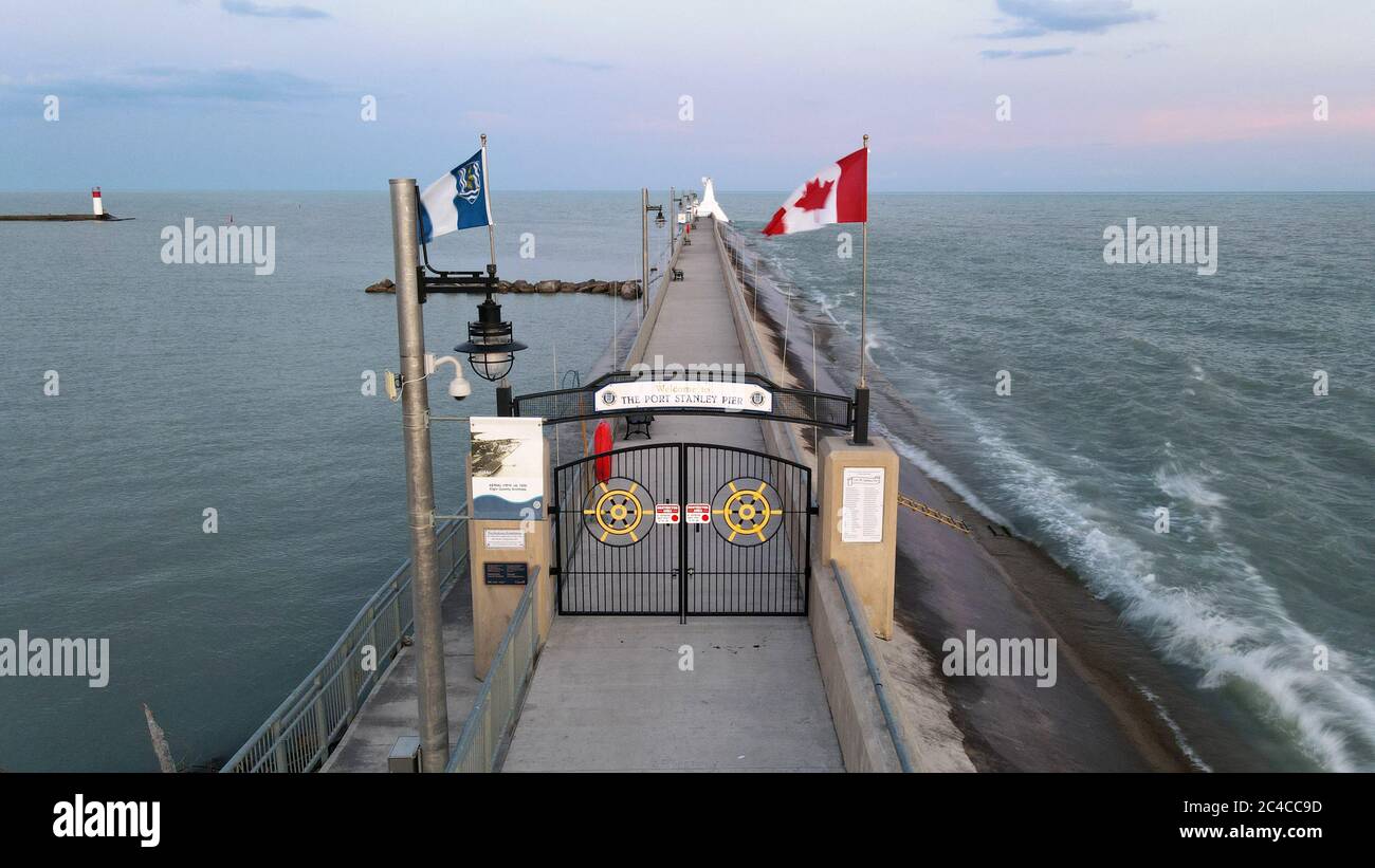 Aerial pier lighthouse on lake hi-res stock photography and images - Alamy