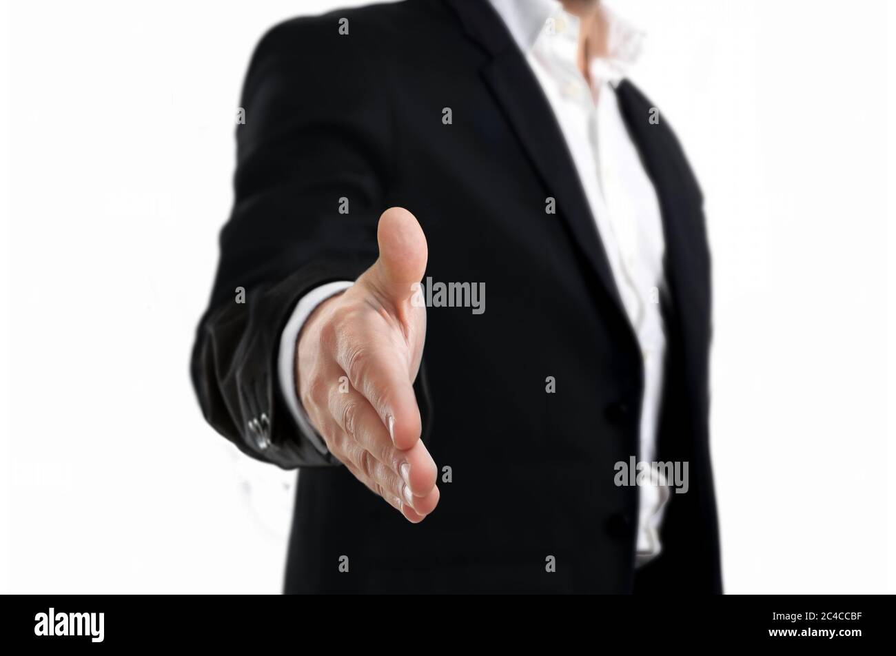handshake front view angle isolated on white Stock Photo - Alamy