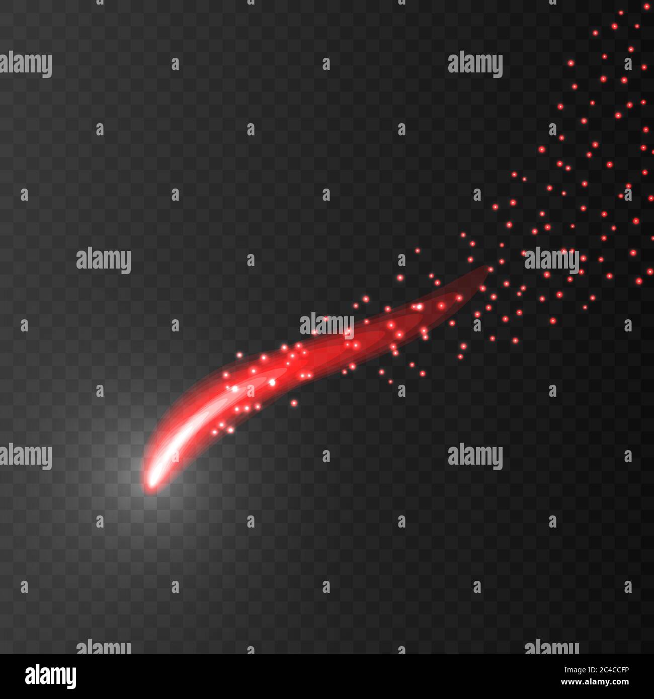 Meteor or comet on transparent background. Red light effect Stock ...