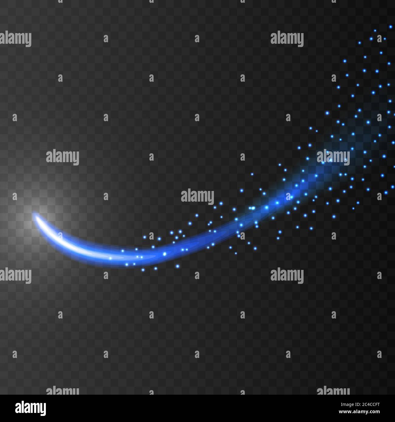 Meteor or comet on transparent background. Blue neon light effect Stock ...