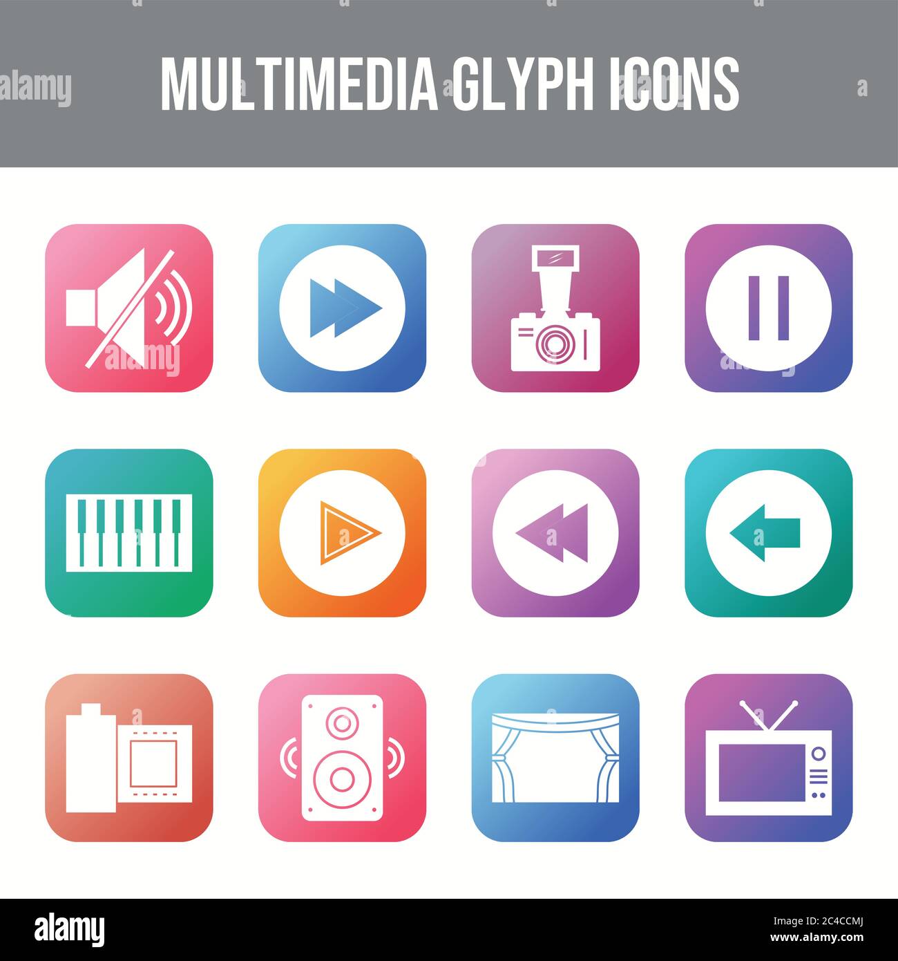 Beautiful Multimedia vector icon set Stock Vector Image & Art - Alamy