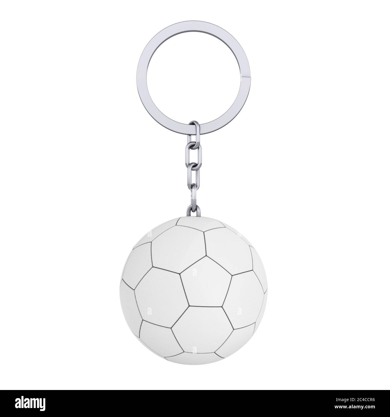 Keychain Ring with Leather White Football Soccer Ball in Clay Style on ...