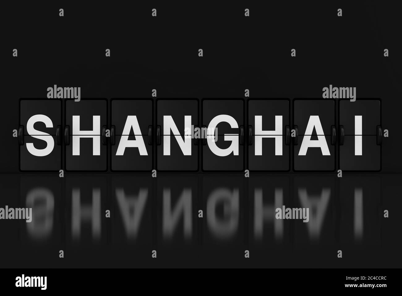 Mechanical Analog Flip Clock Board with Shanghai Sign extreme closeup. 3d Rendering Stock Photo ...