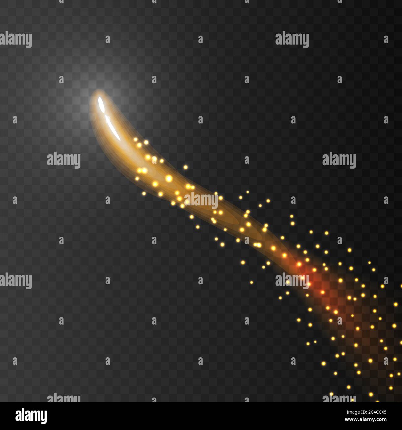 Meteor or comet on transparent background. Gold light effect Stock ...