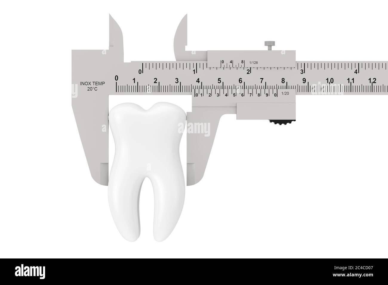 Metal Vernier Caliper with White Tooth on a white background. 3d ...