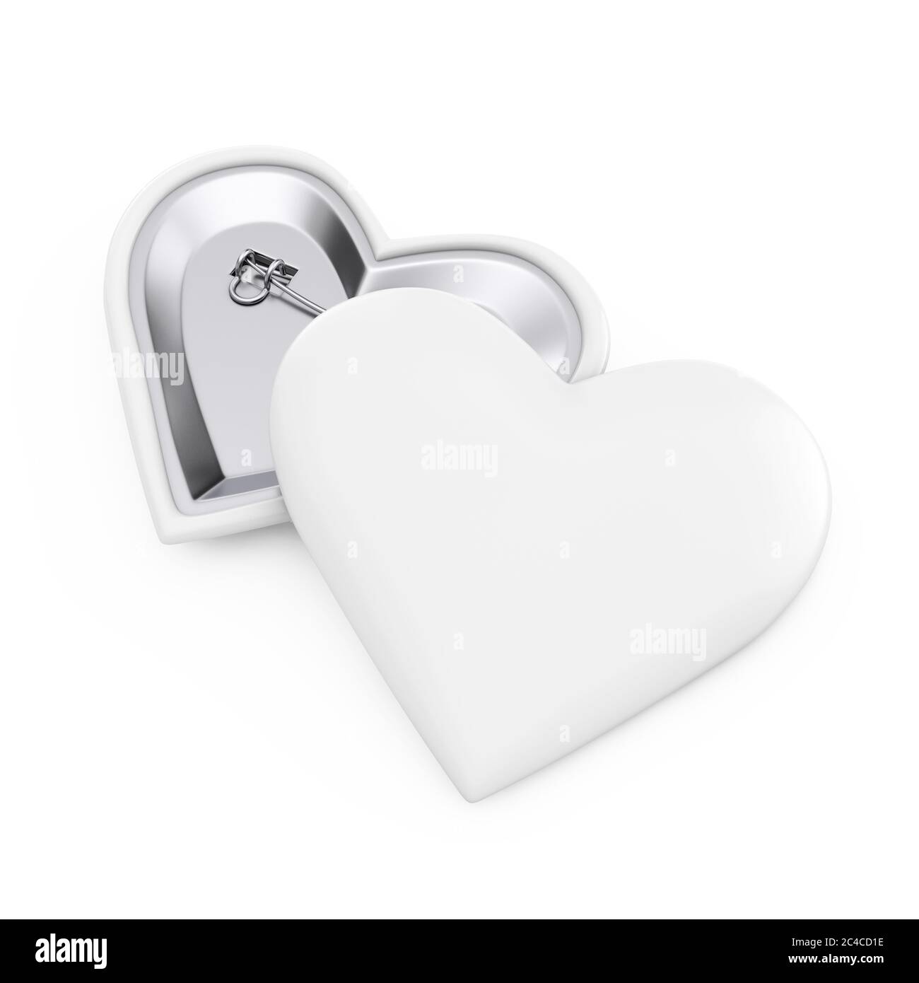 White Heart Pin Badges on a white background. 3d Rendering Stock Photo ...