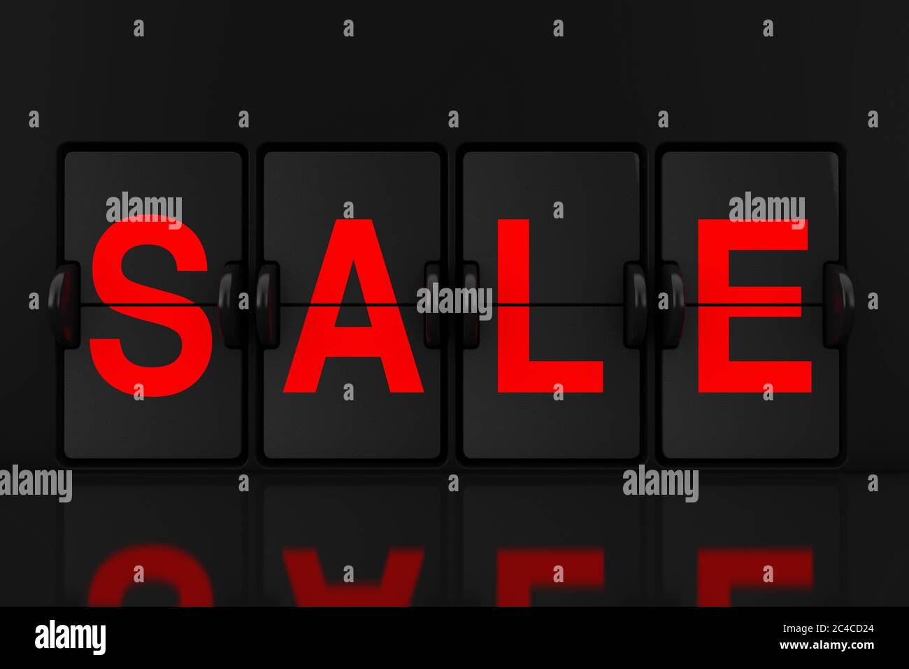 Mechanical Analog Flip Clock Board with Red Sale Sign extreme closeup. 3d Rendering Stock Photo ...